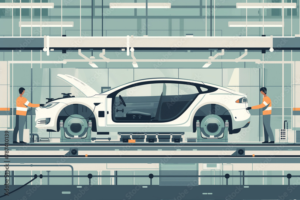 Illustration of a side view of a car without doors on a minimalist ...