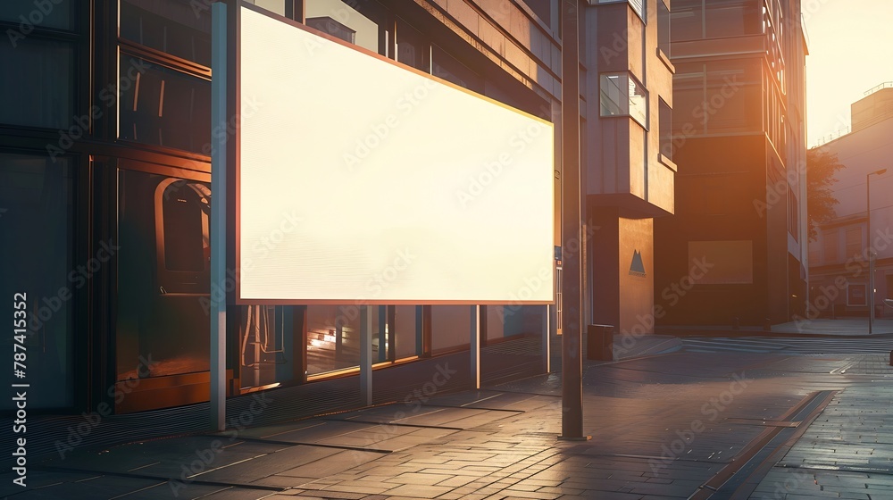 Mockup of a big blank information poster in urban settings near the ...