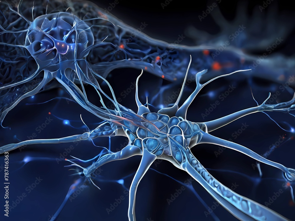 3d rendered illustration of neurotransmitters run in nerve cells and ...