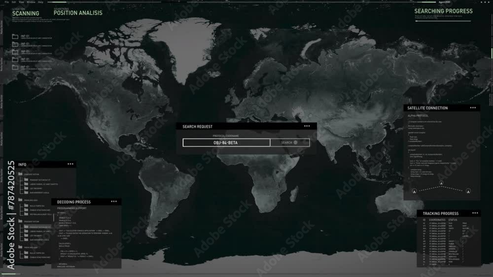 Secret Agents Tracking Target On Futuristic World Map. Futuristic World Map Software For ...