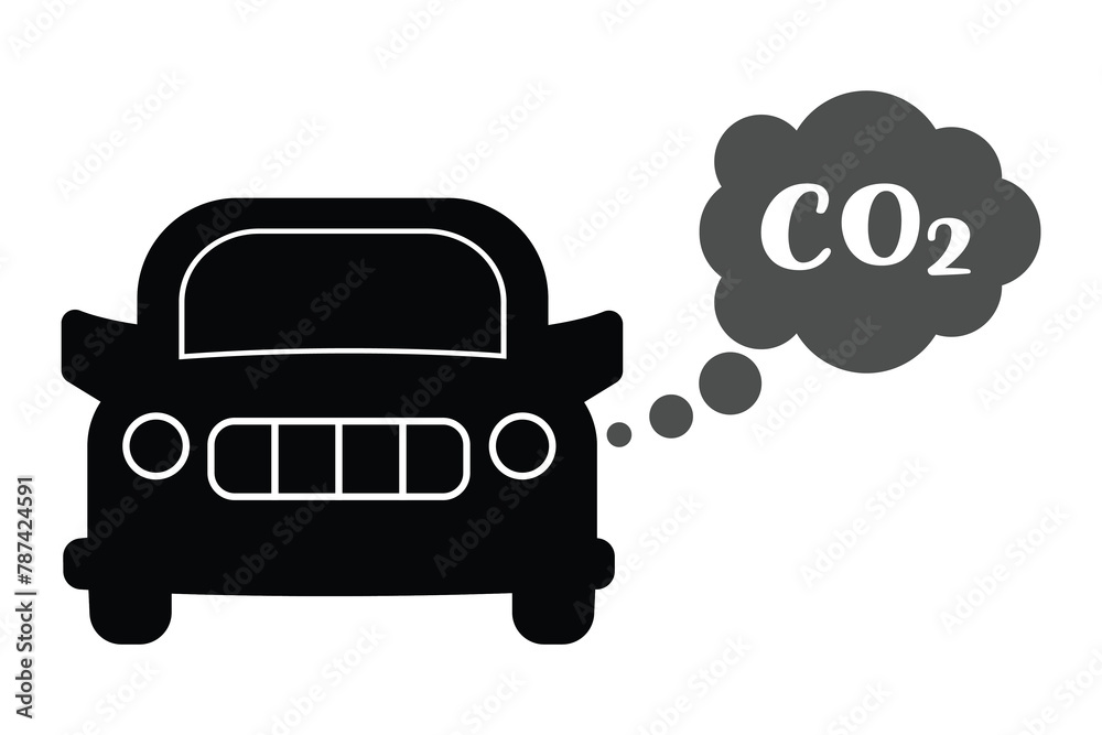 CO2 emission, reduction, neutrality concept vector flat icon set. carbon dioxide pollution ...