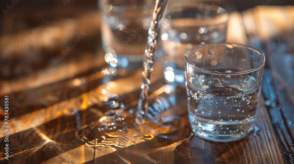 Pouring Refreshment, Water Flowing from Glass in Motion,Fluid Elegance ...