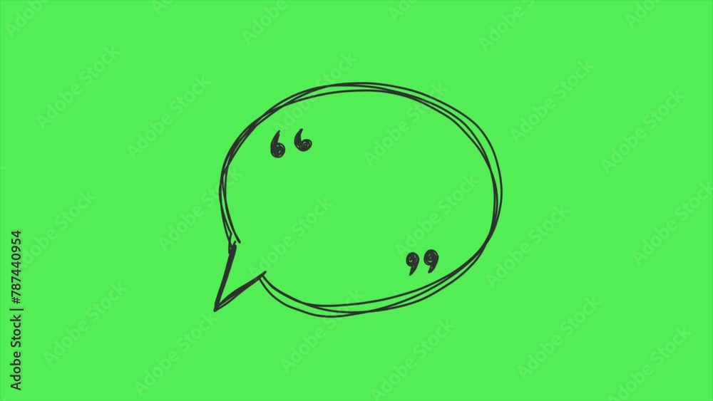 2D animated round outlined speech bubble, inverted comma with green ... 2D animated round outlined speech bubble, inverted comma with green ...