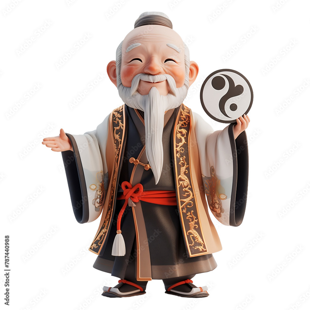 Cute Chinese priest on transparent background. World religions and ...