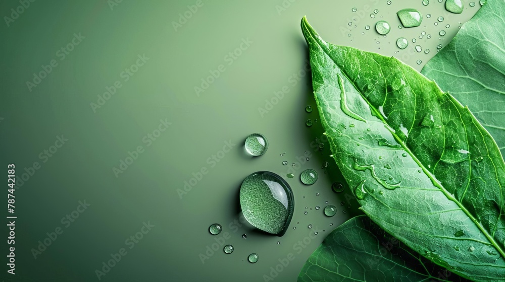 green leaf with water droplet and co2 reducing icon carbon footprint ...