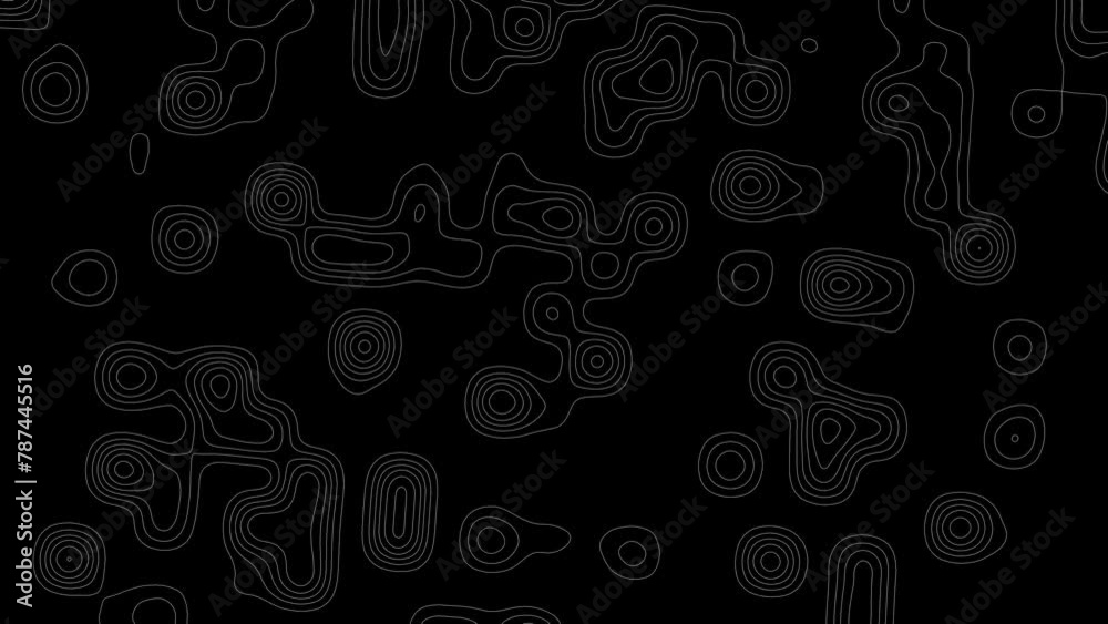 Gray outline topographic contour map abstract tech motion graphic ...
