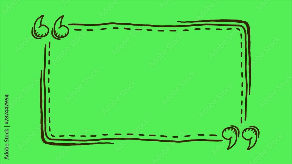 2D animated rectangle outlined speech bubble, inverted comma, dotted ...