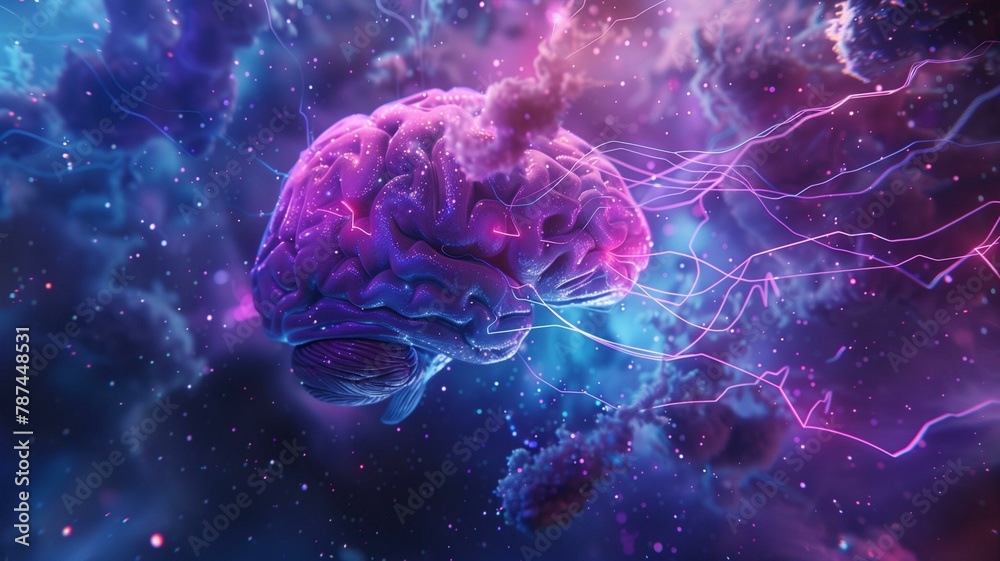 In a vast neural expanse, a mesmerizing web of plexus lines weaves ...