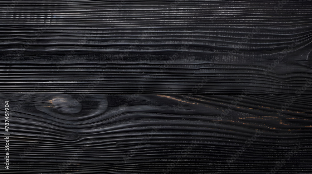 Carbon black stained ash wood texture with visible grain. Close-up shot ...