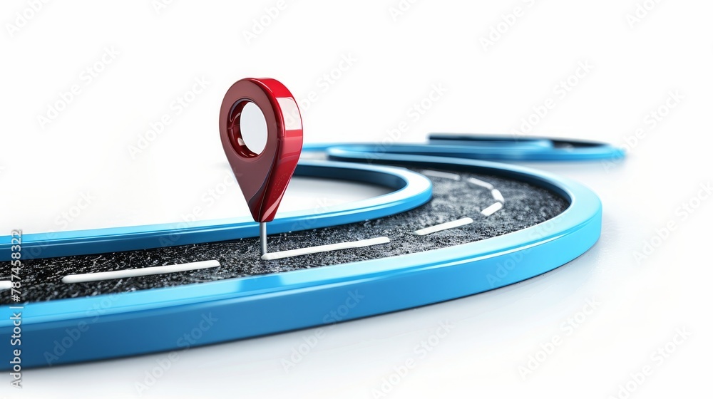 A graphic depiction of a winding road on a plain white background ...