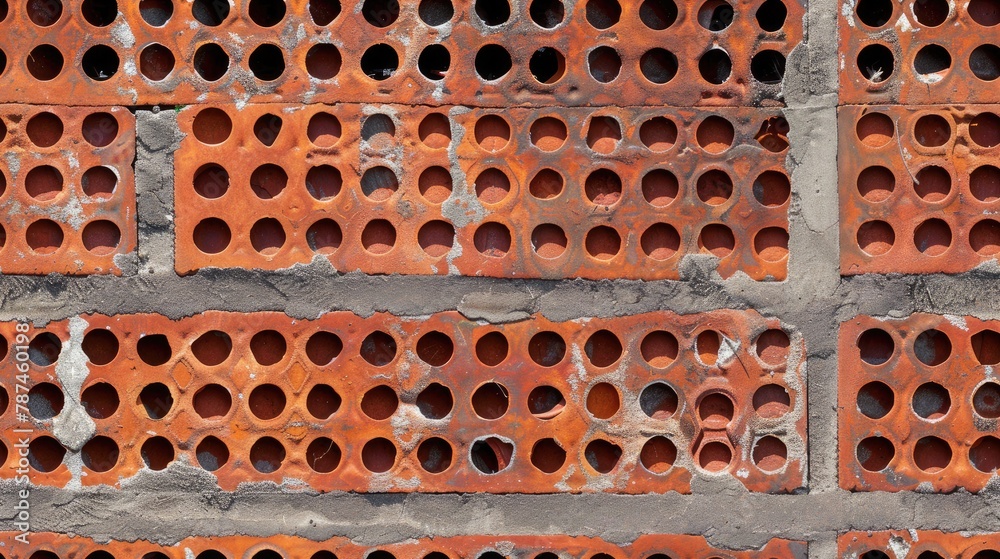 seamless texture of perforated bricks with a pattern of holes or ...