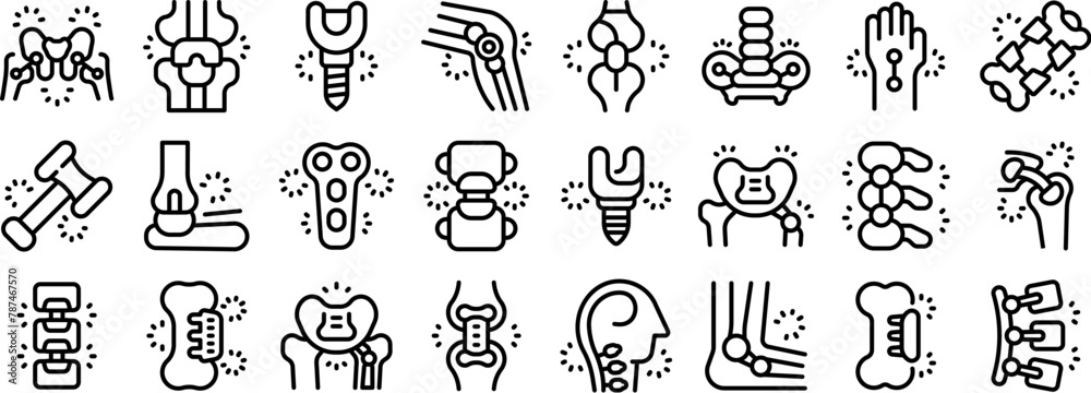 Orthopedic implants icons set outline vector. Surgery replacement ...