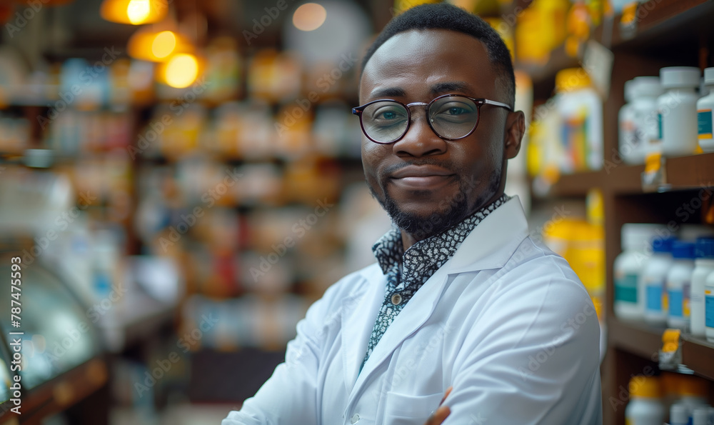 Pharmacy: Professional Confident Black Pharmacist Wearing Lab Coat and ...