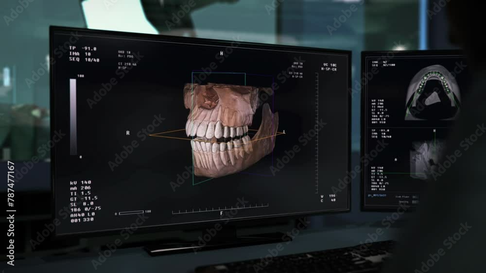 Vidéo Stock Medical system interface deals with the analysis of tooth x ...