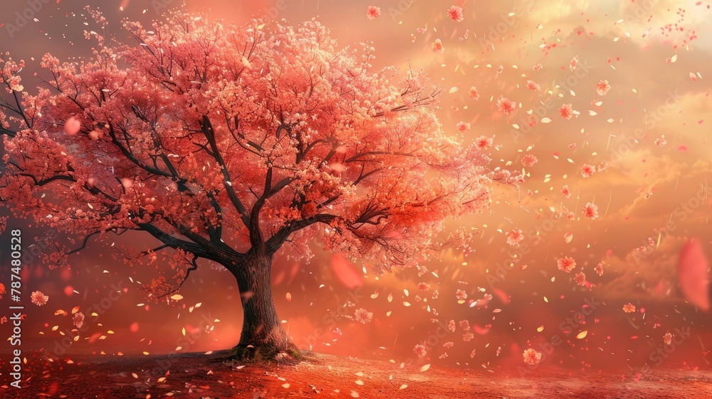Fall Cherry Blossom Tree Stock Illustration | Adobe Stock