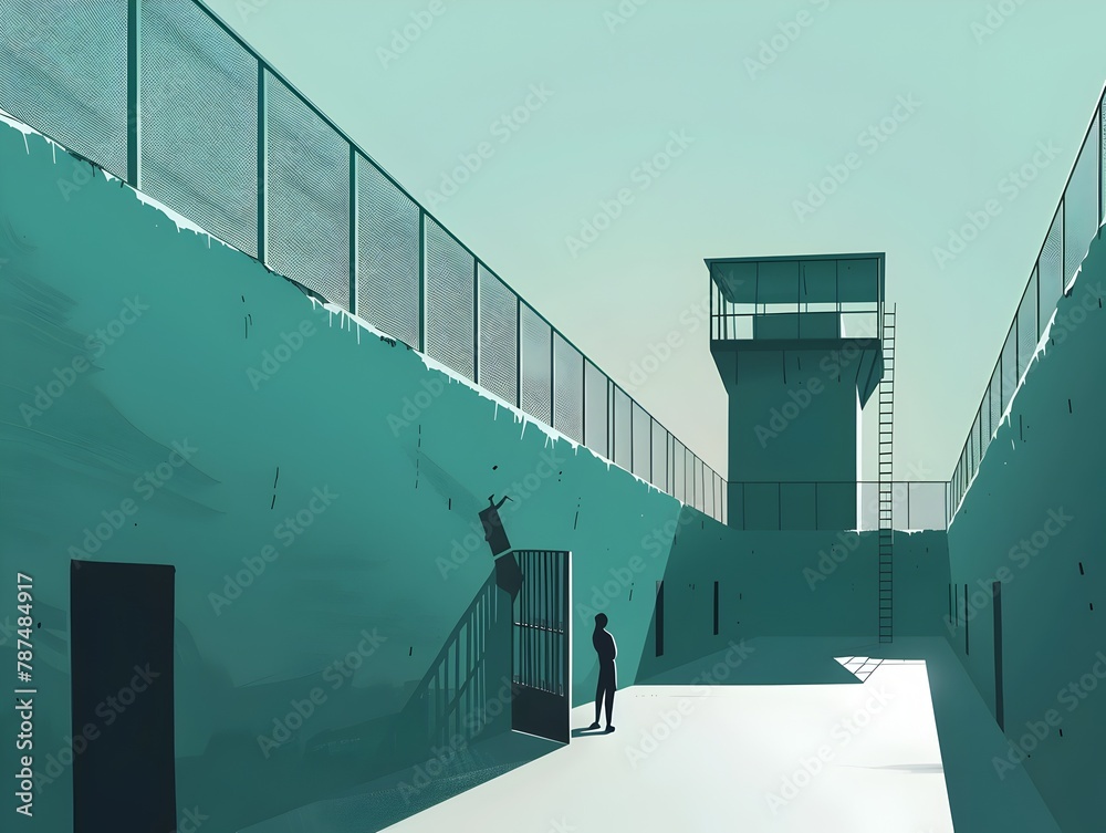 Lone Escapee Scaling Minimalist Prison Walls in Stark Correctional ...