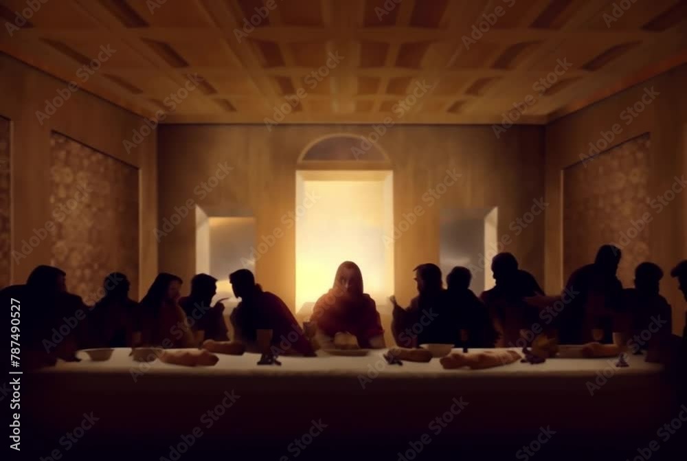 Jesus Christ at Last Supper meal on Passover before crucifixion on Good ...