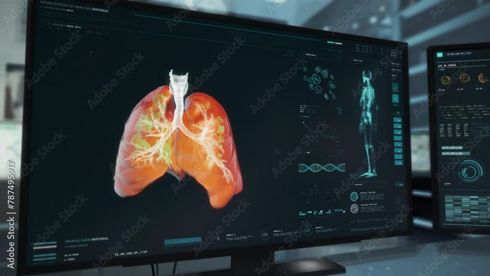 Futuristic X-ray Monitoring Device Software Interface Scans Infected ...