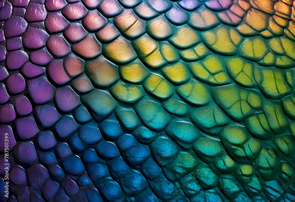 Vivid iridescent reptile scale texture displaying a stunning array of ...