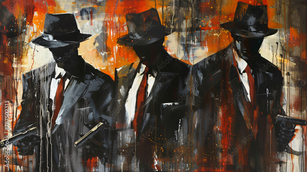 abstract painting of a gangsters, picture, vector, illustration, art ...