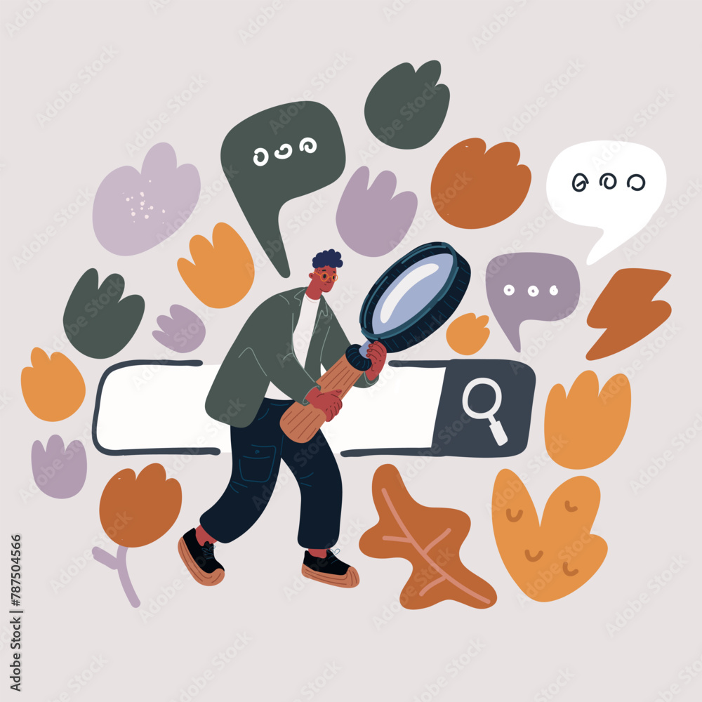 Cartoon vector illustration of Search engine optimization, customers ...