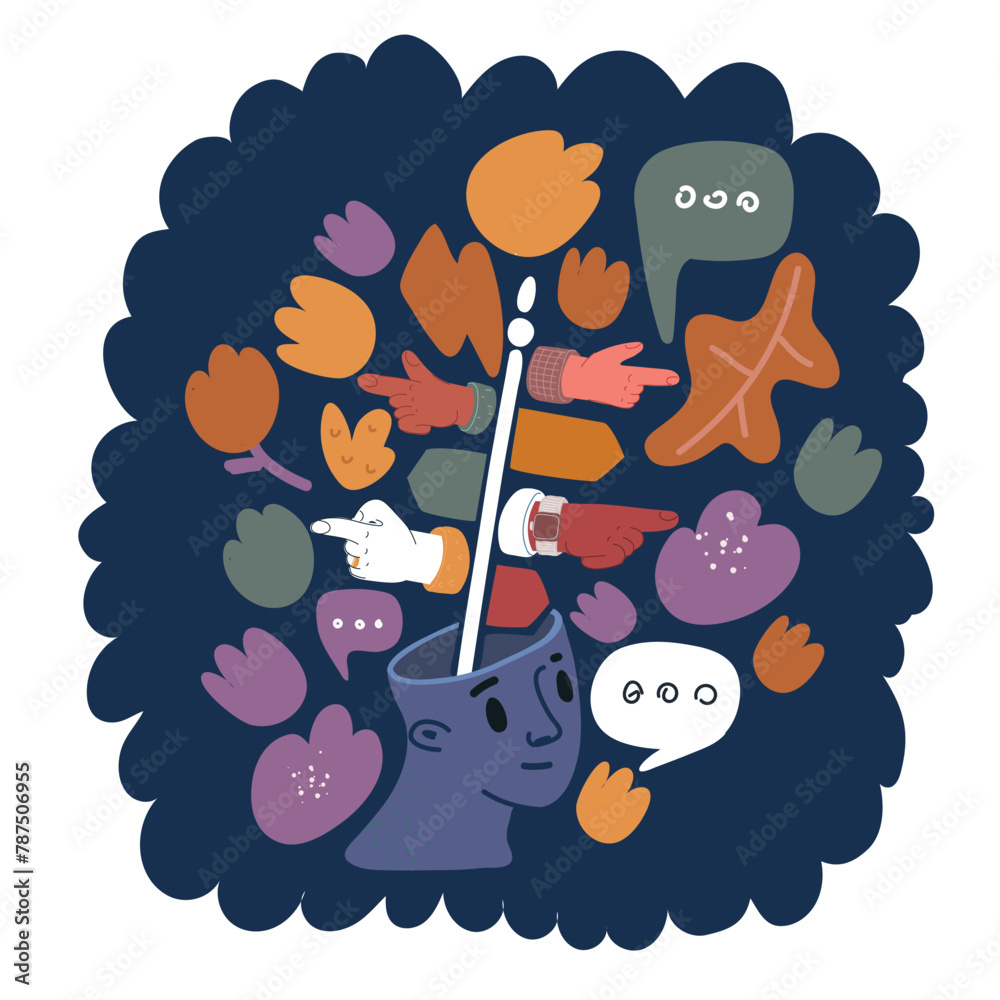 Cartoon vector illustration of arrow signpost and signboards on in ...