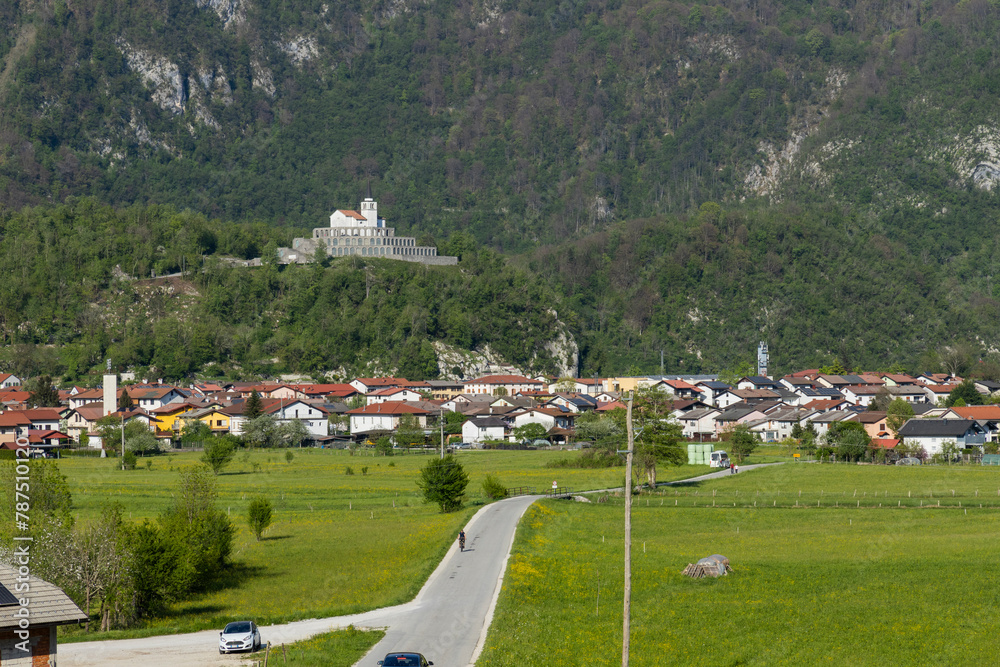 Caporetto, Slovenia. Images of the town's landscape with symbolic and ...
