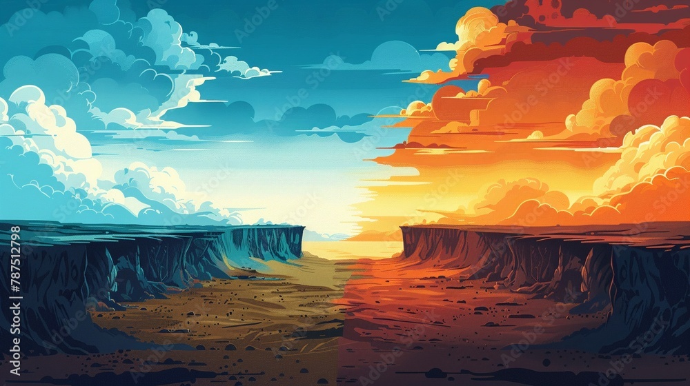 Boundary between two different microclimates in a landscape Stock ...