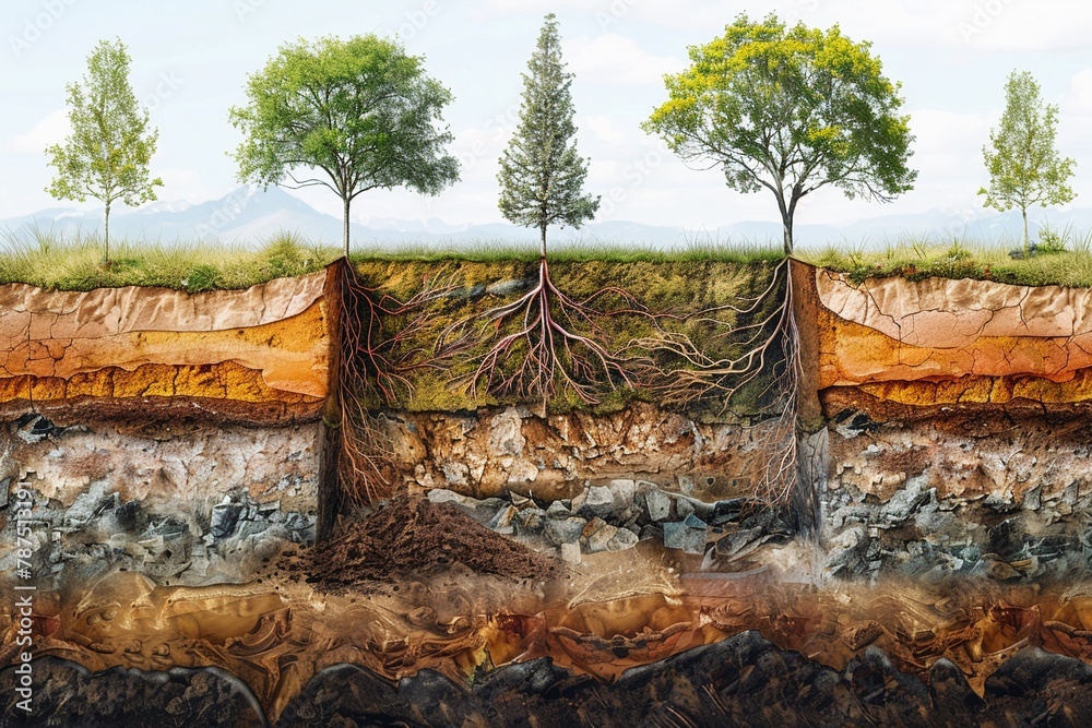 Permeability of soils in a crosssectional earth layer view Stock ...