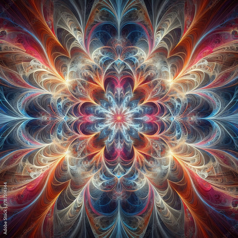 a mesmerizing array of symmetrical patterns, bursting with a spectrum ...