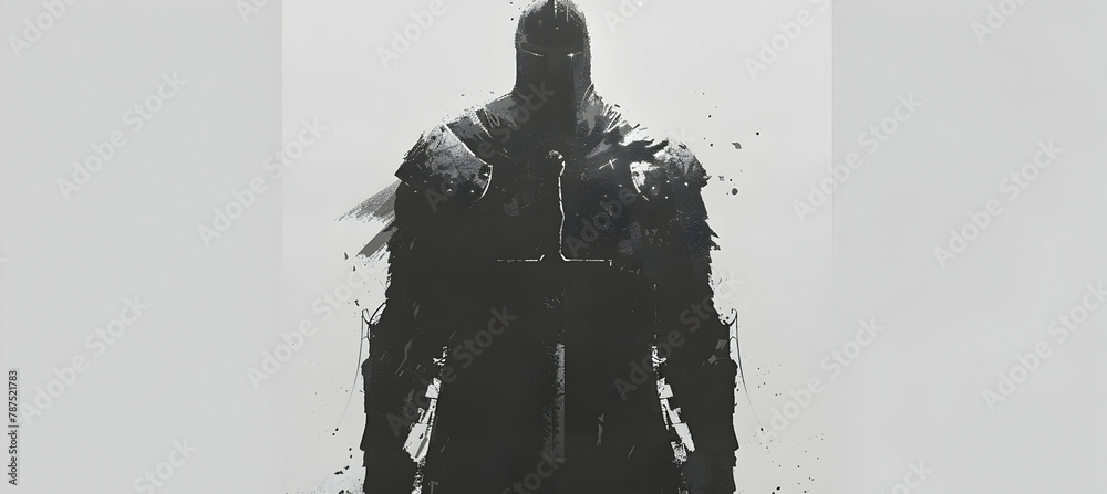 Design a minimalist representation of a fictional knight, using armor ...