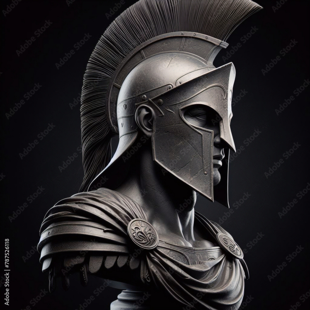 Spartan warrior in armor with shield, antique Greek military soldier ...