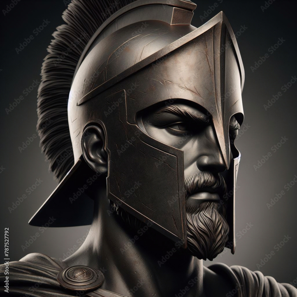 Spartan warrior in armor with shield, antique Greek military soldier ...