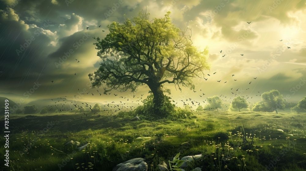 ภาพประกอบสต็อก Beautiful nature of Mother Earth. Mother earth as ...