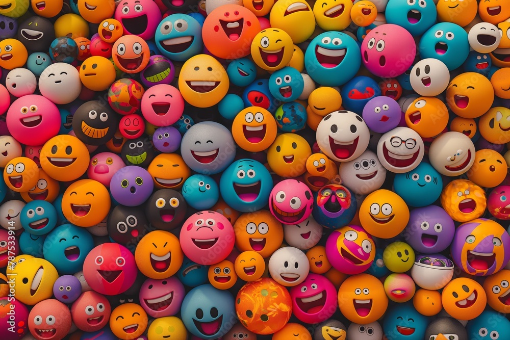 Lots of smiling emojis, background with a texture of funny emojis Stock ...
