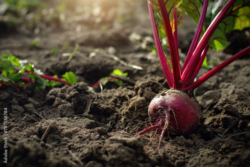Harvesting a beet in the earth, fresh beet harvesting, harvesting ...