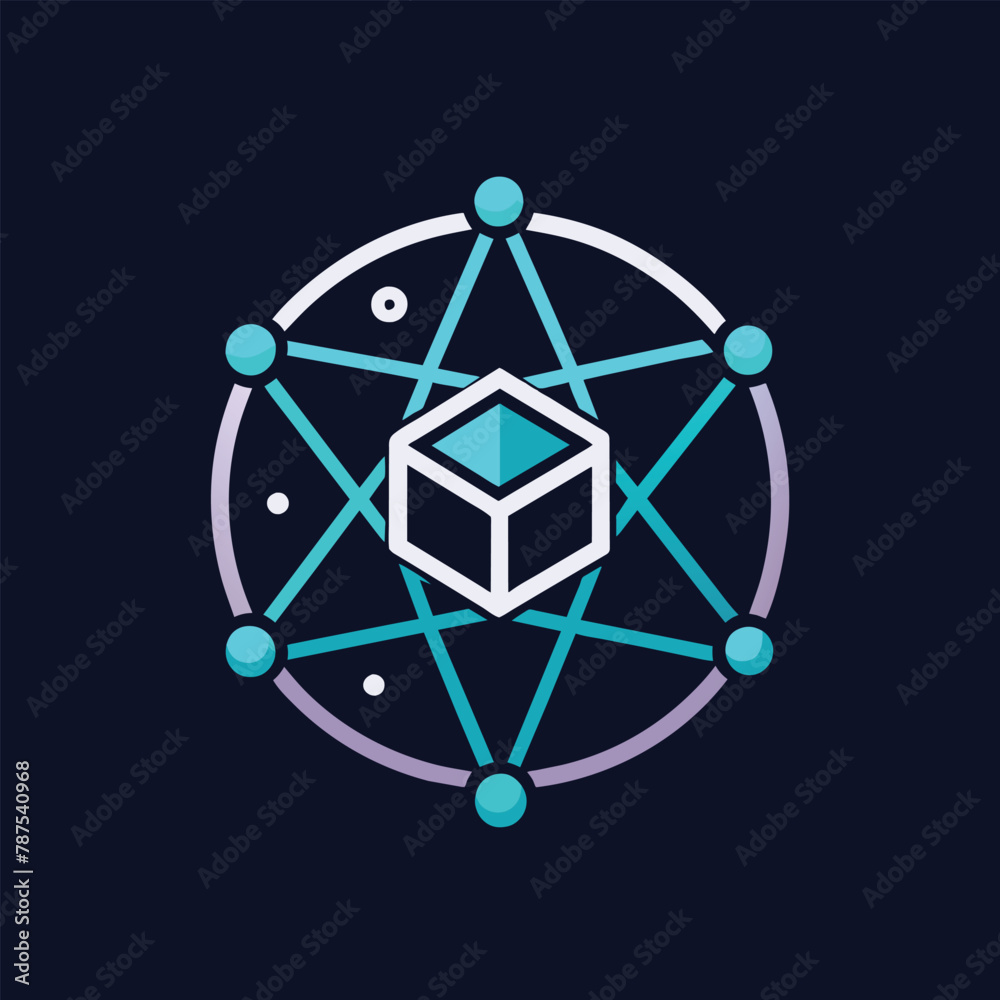 Stylized logo of a cube centered in a circle, featuring a sleek and ...