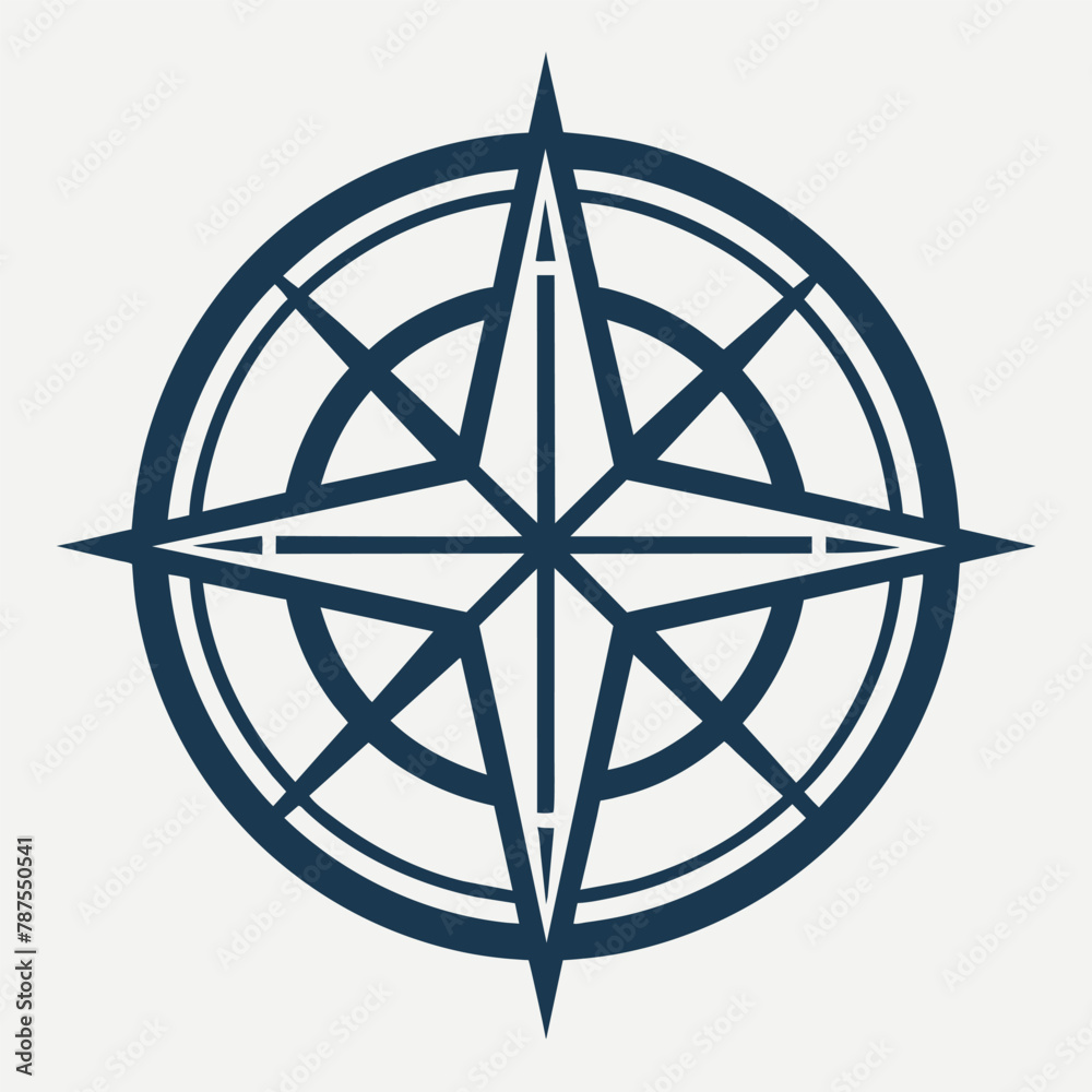Black And White Compass With Directional Markings Displayed On A Clean White Background Outline