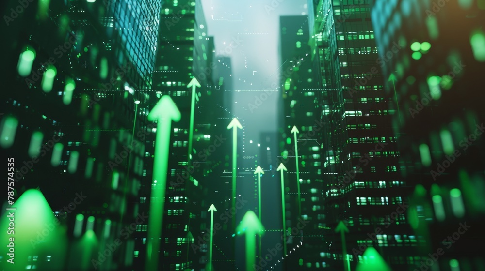 An energy-efficient building management system interface, with arrows ...