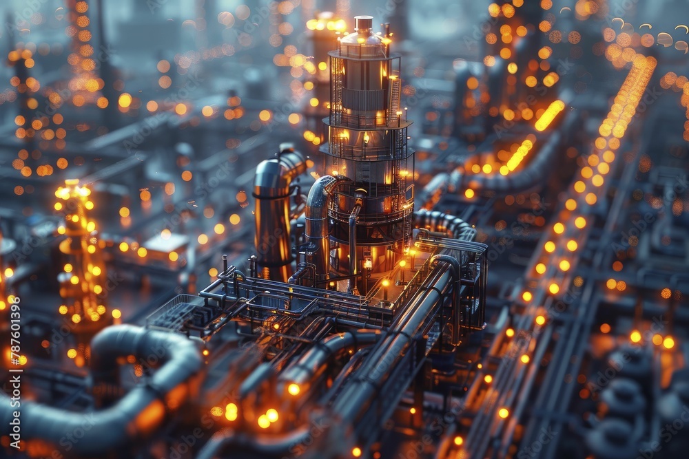 Capturing the factory's transformation from day to night, the time ...