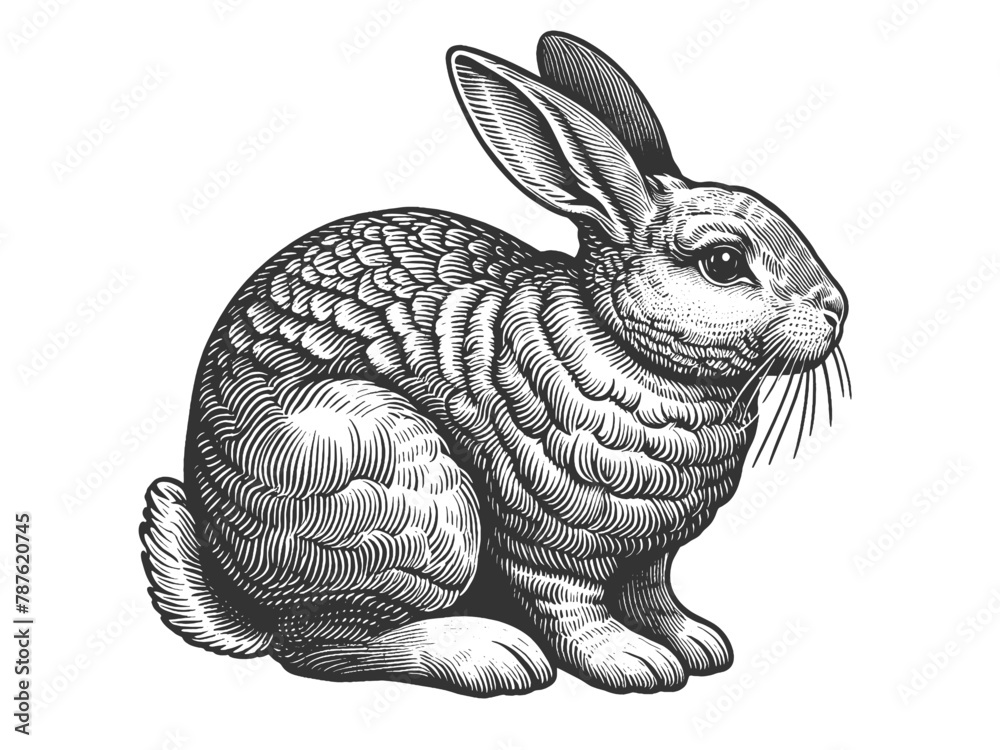 Rabbit hare bunny sketch engraving generative ai fictional character ...