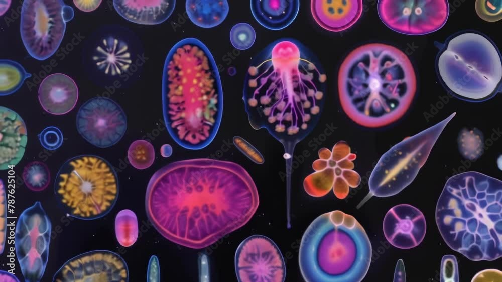 A colorful collage of euglenoids showcasing the diversity of shapes and ...