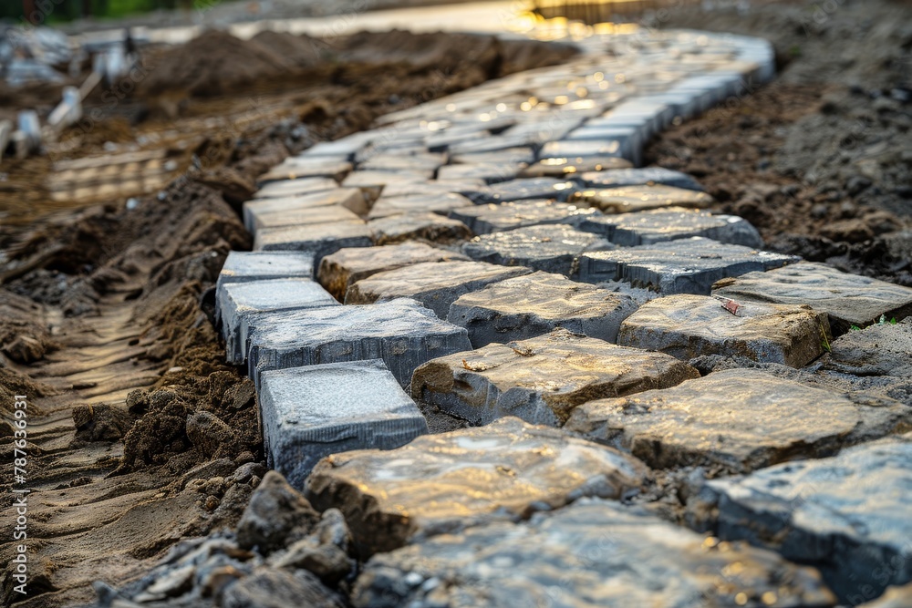 Installing interlocking pavers for sidewalks and roads with room for ...
