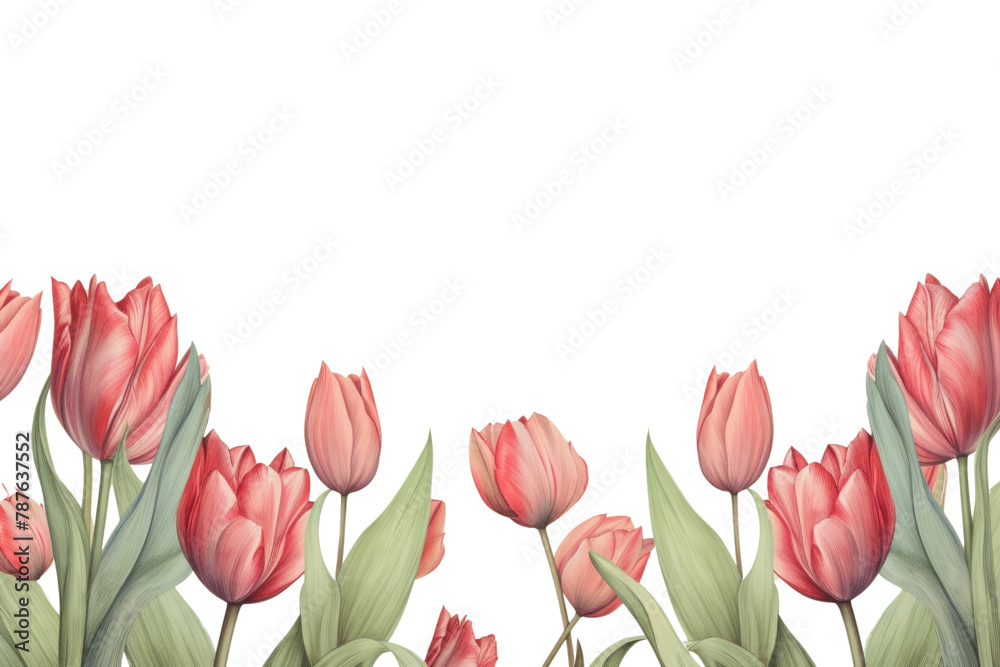 PNG Realistic vintage drawing of tulip border backgrounds flower plant ...
