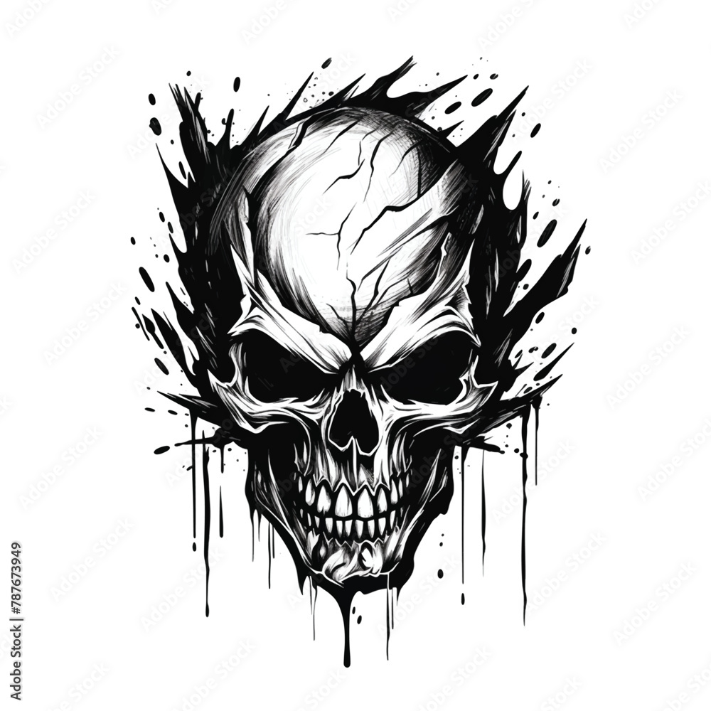 Welcome hand drawing halloween skull painting golden skull logo human skull is koala skull hand ...