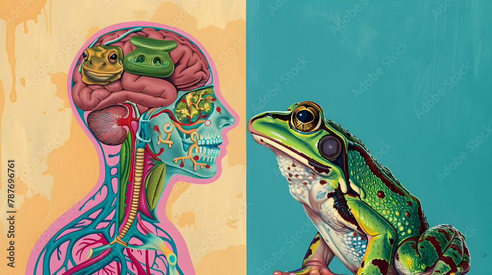 Human and frog detailed ear and mouth organs anatomy, i, frogs can only ...