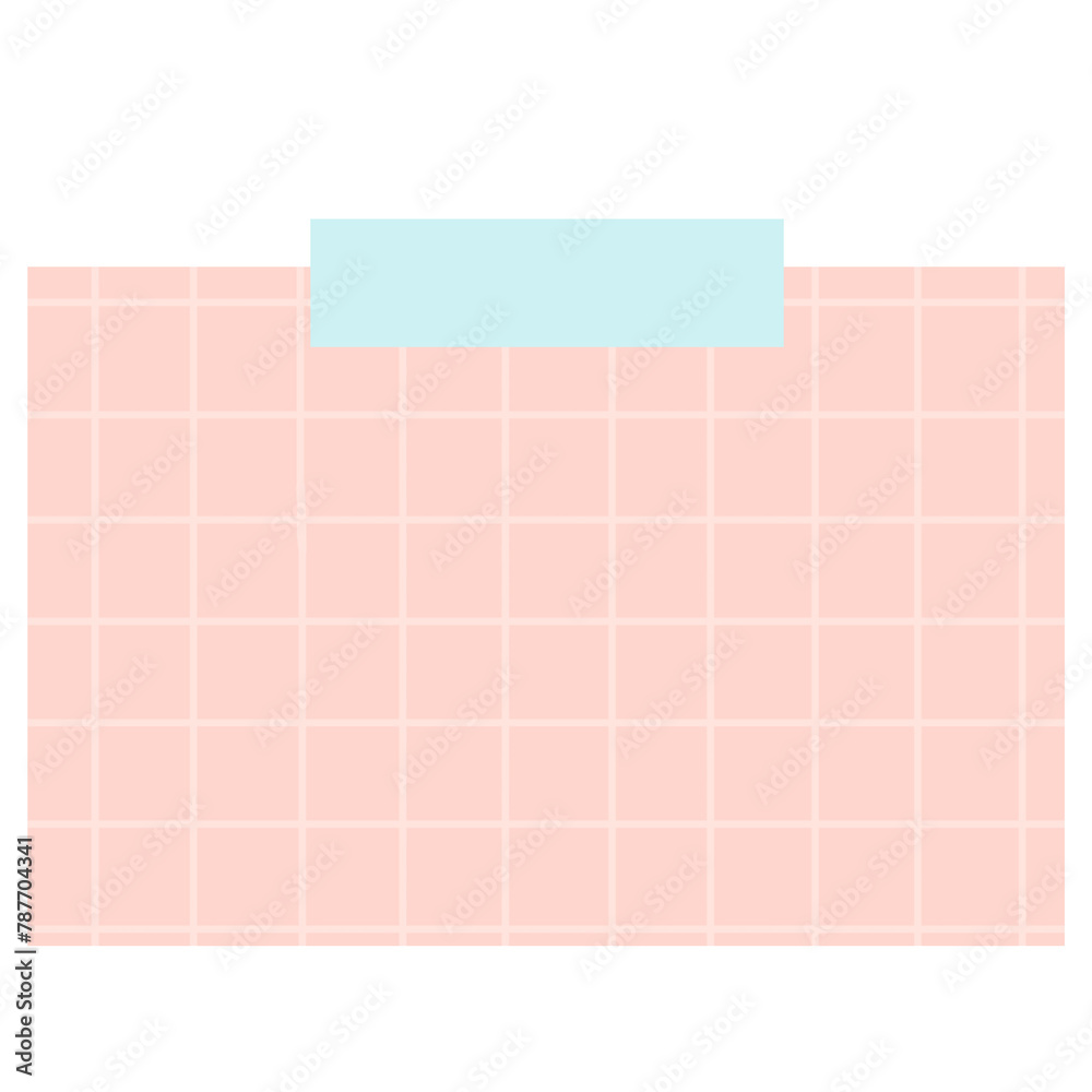 Pink paper and post-it note on a white background, with a blank design ...