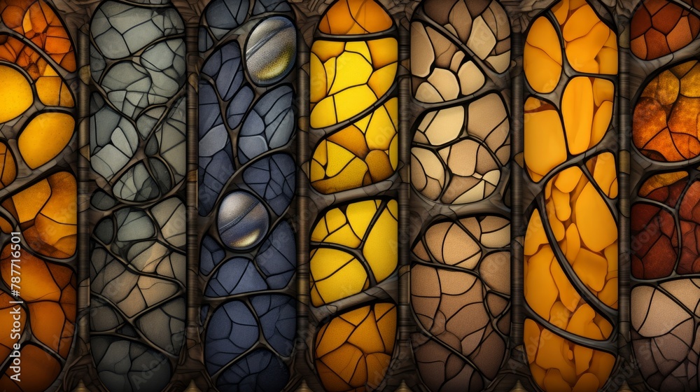 stained glass texture, in the style of dark yellow and dark bronze ...