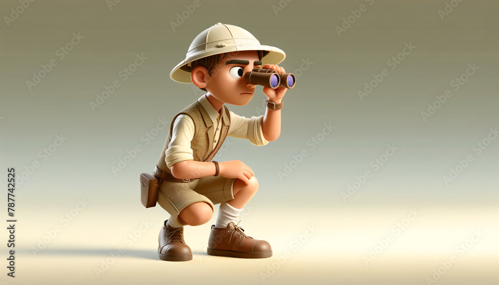 3D animated explorer character in a cartoonish style Stock Illustration ...