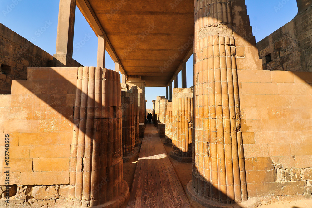 Papyrus styled Colonnade gallery leading to the courtyard of the Step ...